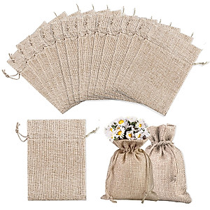 Gudotra 100 Pcs Burlap Bags with Drawstring 4 x 5.5 Inch Small Gift Bags Wedding Favors Birthday Christmas Thanksgiving Party Art and DIY Craft Burlap Sack Jewelry Pouches
