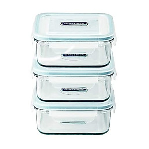 Glasslock Food-Storage Container with Locking Lids, Oven and Microvave Safe, Square, 17oz, 6 piece set Including Lids