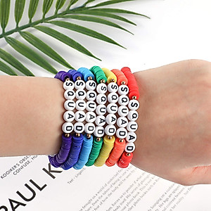 Colorful Heishi Surfer Bracelets Set for Women Stackable Rainbow Polymer Clay Disc Beaded Stretch Bracelets Multilayered Friendship Bracelets Boho Summer Beach Jewelry Cheer Gift Bulk for Team Group