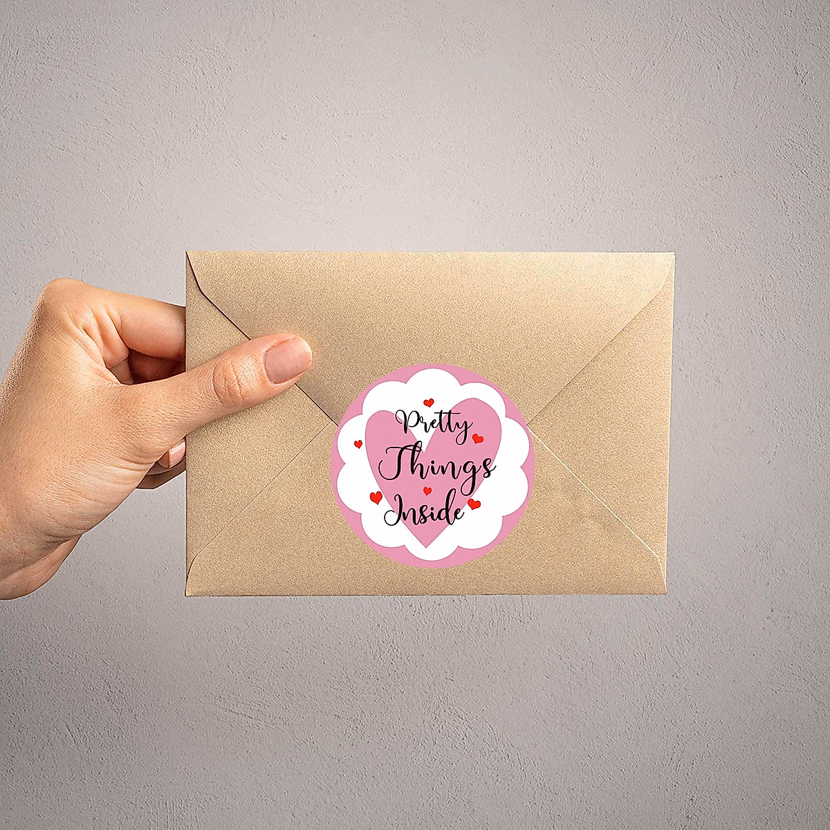 Pretty Things Inside Stickers - Round Heart Thank You Stickers - Thanks for Shopping Small Shop Local Handmade Waterproof Blue Love Labels- 2 Inch （504 pcs） (Pink)