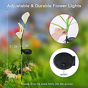 Arrozon Solar Garden Lights Outdoor Garden Decorative with 16 Calla Lily Flowers, Solar Flowers Lights Outdoor Garden Waterproof IP65 for Garden, Pathway, Patio, Yard, Porch, Backyard, 4 Pack