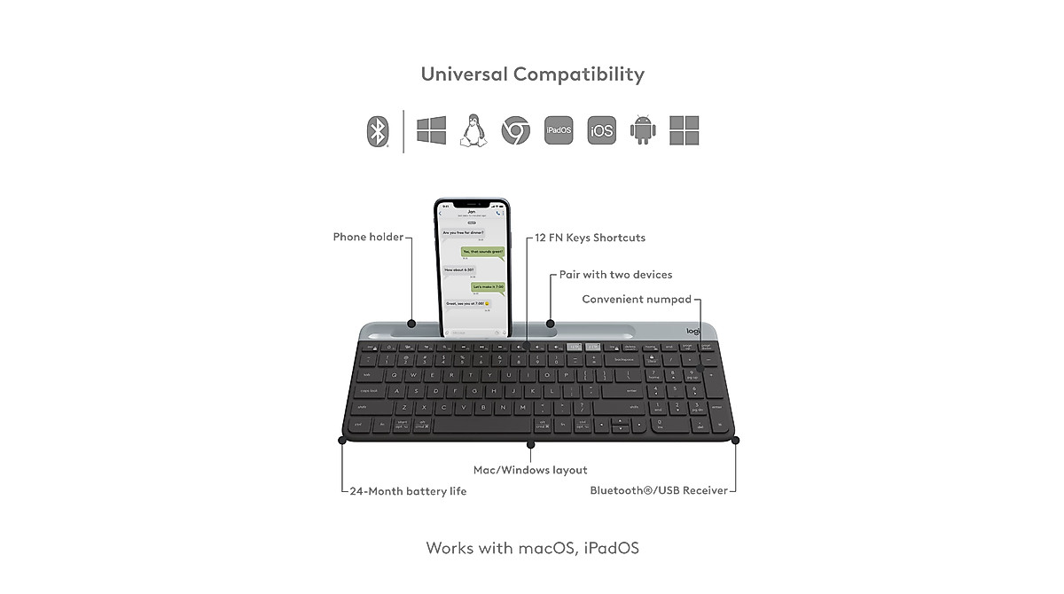 Logitech K585 Multi-Device Wireless Keyboard - Compact & Modern