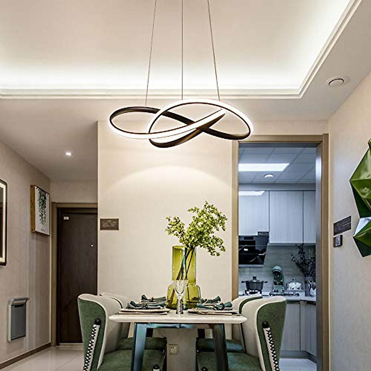 Ziplighting LED Modern Pendant Light with Remote Dimmable Pendant Lighting Stepless Dimming Chandelier Contemporary Adjustable Ceiling Fixture Light for Dining Living Room Kitchen Island