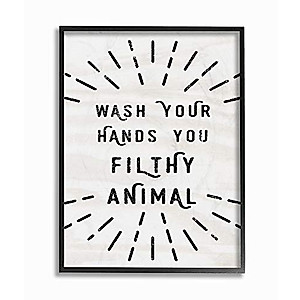 Stupell Industries White Modern Type Wash Your Hands You Filthy Animal Black Framed Wall Art, 11 x 14, Multi-Color