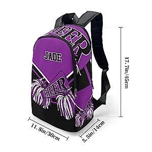 Cheer Purple Black Cheerleader Backpack Shoulder Bag Daypack for Travel Camping Gift 11.8''(L) x 5.51''(W) x 17.72''(H)