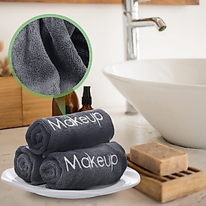 Shimeyao 20 Pack Makeup Washcloths Microfiber Makeup Remover Towels Reusable Quick Dry Face Wash Cloth Soft Washable Fingertip Facial Makeup Towels for Cleansing Hand and Make Up,13x13 Inch(Gray)