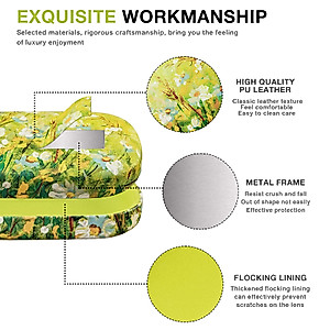 molshine Hard Shell Leather Sunglasses Case,Classic Large Glasses Case for Women Men,Sunglass Eyeglasses (Green Daisy)