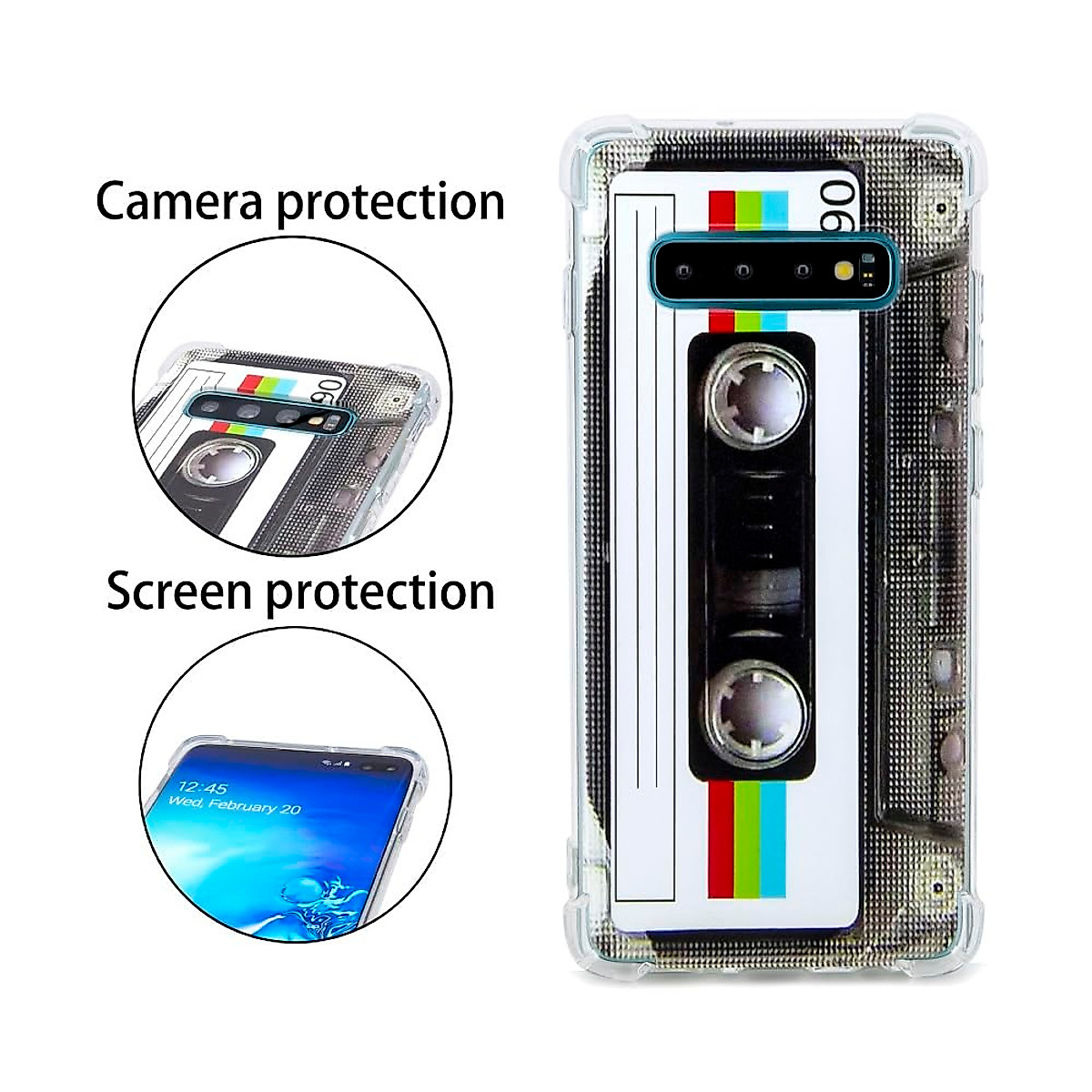 FAteam Case for Galaxy S10 Plus, Matte Finish with TPU Soft Bumper Retro Cassette Tape Case Compatible with Samsung Galaxy S10 Plus 2019 Release