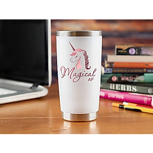 KLUBI Unicorn Gifts for Women - Travel Coffee Mug/Tumbler with Lid 20oz - Funny Gift for Unicorn Lovers, Adults Cute Mugs