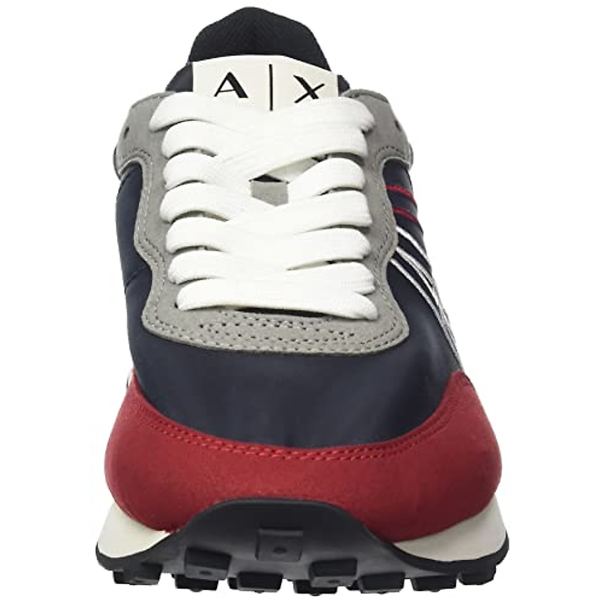 A|X ARMANI EXCHANGE Men's Logo Outline Nylon Sneakers, Navy+Red, 10