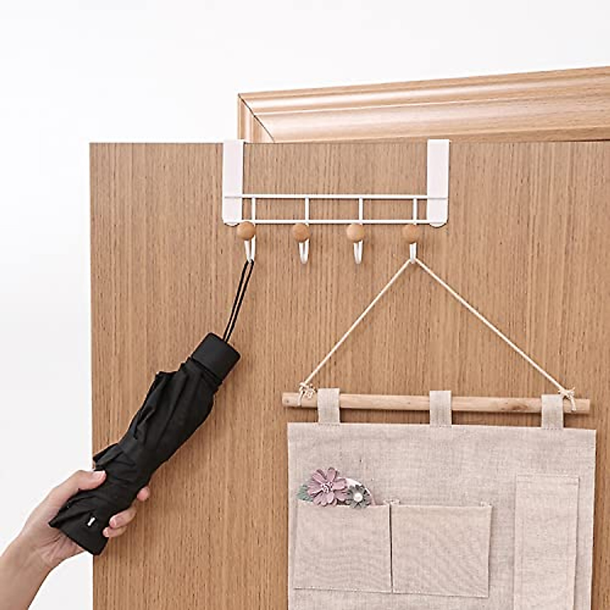 Zagxuade 2Pack Over The Door Hooks , White Door Hangers for Hanging Towels, Clothes, Robe, Hat, Tote Bag, Umbrella