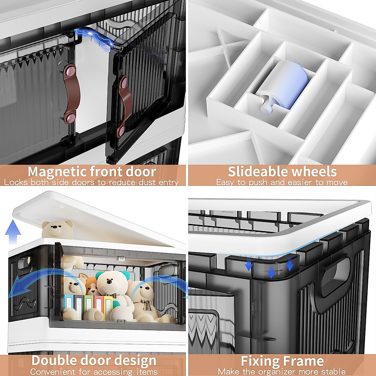 Vivihomety Storage Bins with Lids - 144QT Large Plastic Storage Bins Closet Organizers and Storage, Foldable Stackable Storage Containers for House Organizing Bedroom Dorm Room