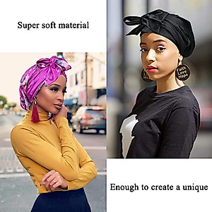 4 Pieces Soft Satin Head Scarf Sleeping Cap Turbans Head Cover Bonnet Head Wear for Women (Set 4)
