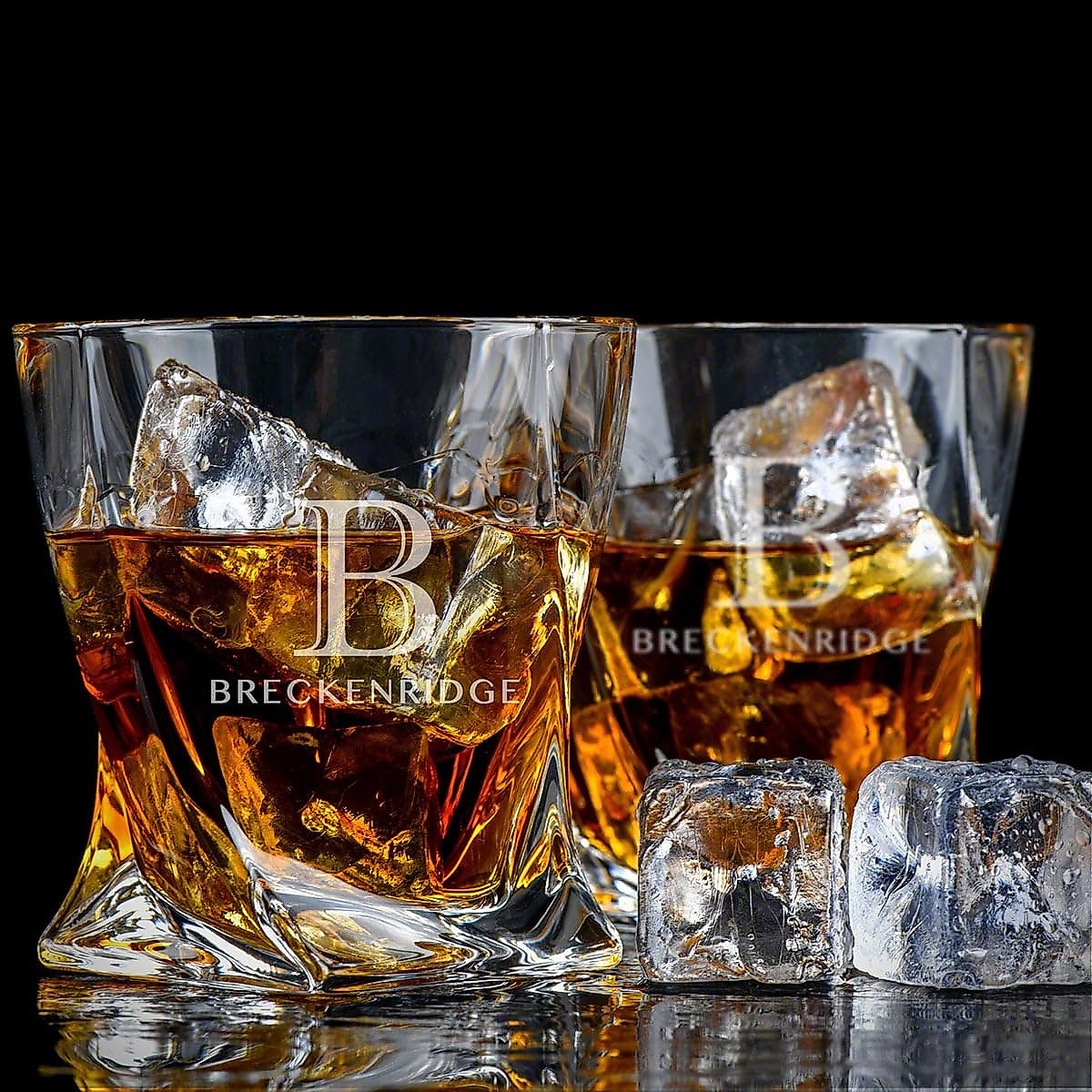 Personalized Twist Whiskey Glasses, Set of 4 (Custom Product)