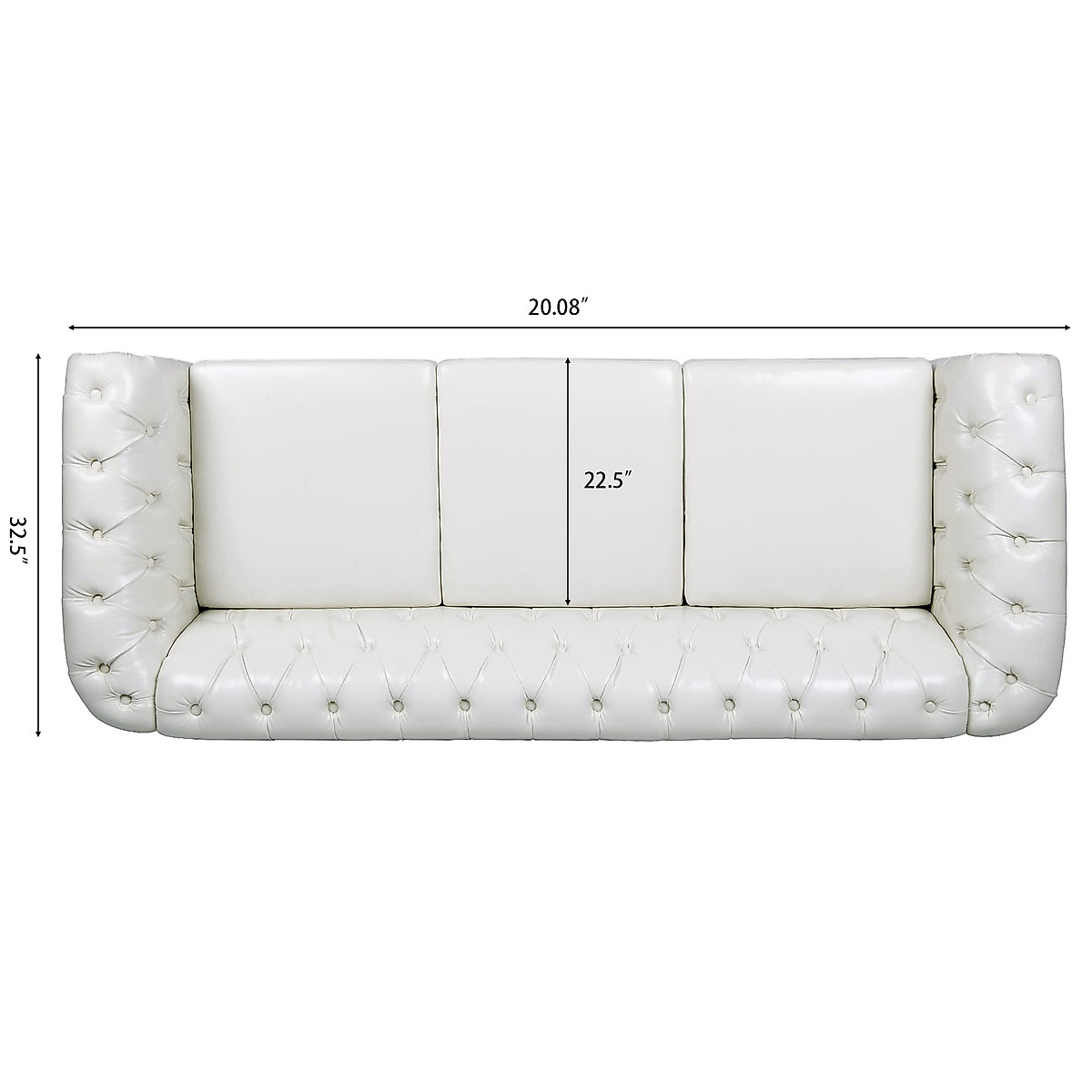 LEVNARY Chesterfield Sofa, Classic Tufted Upholstered Leather Couch, Modern 3 Seater Couch Furniture with Tufted Back for Living Room Office (Cream White)