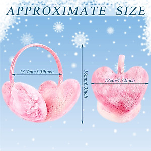 2 Pairs Valentines Day Heart Earmuffs for Girls Women Heart Ear Muffs Plush Fluffy Girl Warm Ear Muffs Toddler Kids Cute Ear Muffs for Winter Valentines Gift Holiday Birthday Gift Outdoor
