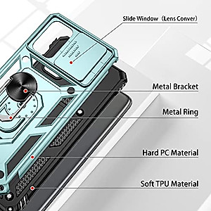 Gritup for Samsung Galaxy S20+ Plus Case with Slide Camera Cover, Build in 360° Rotating Ring Kickstand [Military Grade] Protective Case for Galaxy S20 Plus 5G, Dark Green