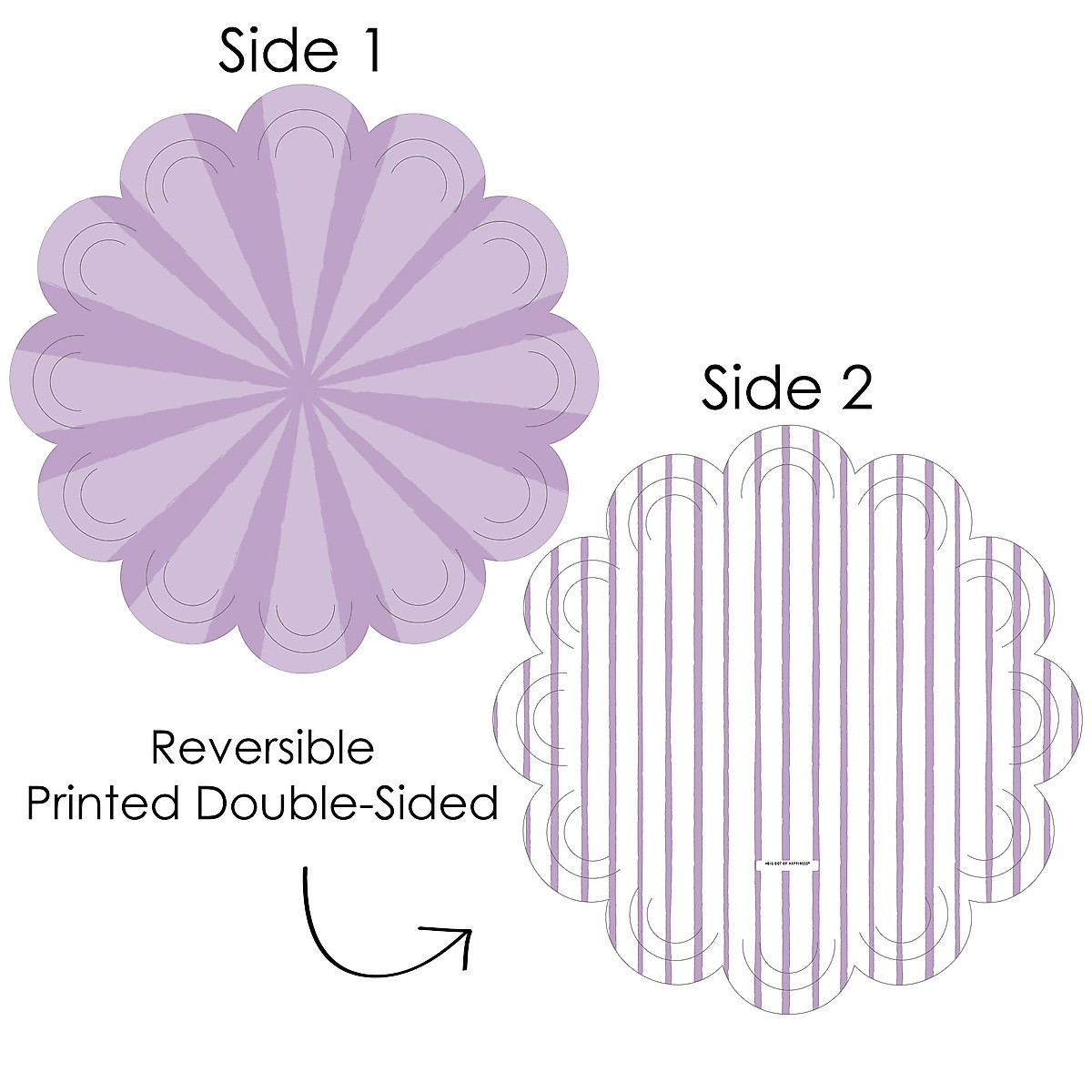 Big Dot of Happiness Purple Stripes - Simple Party Round Table Decorations - Paper Chargers - Place Setting For 12