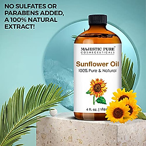 MAJESTIC PURE Sunflower Essential Oil | 100% Pure and Natural Sunflower Oil | Premium Grade Essential Oils for Hair Care, Home Diffusers, Skin, Aromatherapy, Massage and Humidifiers | 4 Fl Oz