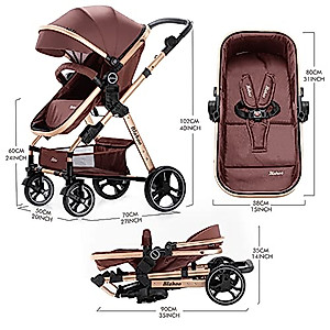 Blahoo Baby Stroller for Toddler .Foldable Aluminum Alloy Pushchair with Adjustable Backrest.Bassinet Stroller Adjustable Direction