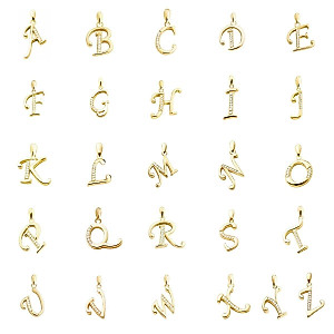 INFINIQUE CREATION 14K Gold Over 925 Sterling Silver Alphabet Initial Letter Pendant CZ (8x5, K, Yellow Gold)