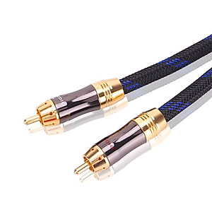 KUYIOHIFI Dual Shielded (OD 8.0mm) 1 RCA Male to 2 RCA Male Audio Cable RCA Y-Adapter Subwoofer Cable (2 Feet)