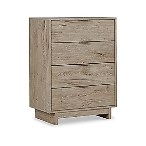 Signature Design by Ashley Oliah Contemporary 4 Drawer Chest of Drawers, Natural Wood Grain