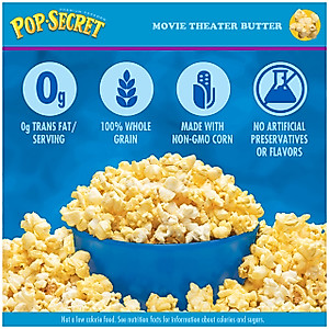 Pop Secret Microwave Popcorn, Movie Theater Butter, Flavor, 3 Oz Sharing Bags, 12 Ct