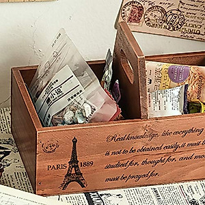 Storage Newspaper Baskets Postcard Folder Wooden Office Desktop Box Home Old Retro Finishing Box Magazine Rack (Color : B)