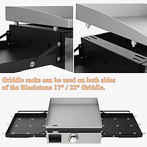 New Upgraded Griddle Caddy Shelf for Blackstone 17"/ 22"/ 28" Griddle, Addition Side Rack Storage Tray with Paper Towel Holder, Spatula Holder and 3 Hooks Organizer for Blackstone Grill Accessories