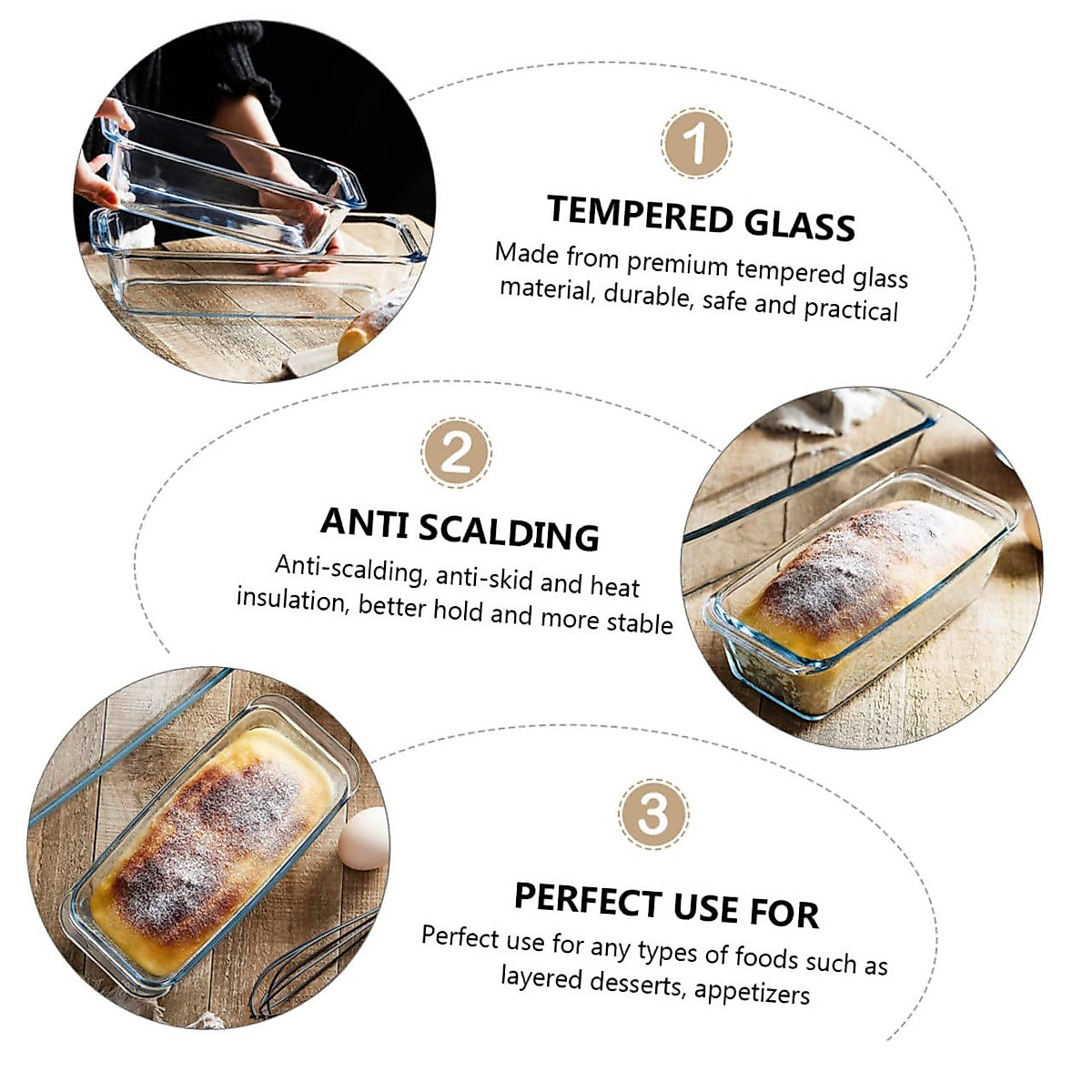 Cabilock Tempered Glass Plate Baking Pan Rectangular Cake Plate Glass Salad Dish Food Serving Plate Dishwasher Safe Easy to Clean