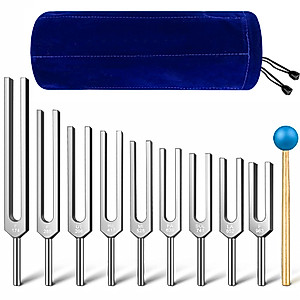 TENFLY Solfeggio Tuning Fork Set - 9 Tuning Forks Perfect for DNA Healing, Chakra, Sound Therapy, Keep Body, Mind and Spirit in Perfect Harmony.(174 Hz, 285 Hz, 396 Hz, 417 Hz, 528 Hz, 639 Hz etc)