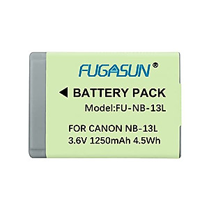 FUGASUN 1 pcs 1250mAh NB-13L NB13L Battery with Battery Charger for Canon G5X / G5X Mark II / G7X / G7X Mark II / G7 X Mark III G9X SX620 HS SX720 HS Camera