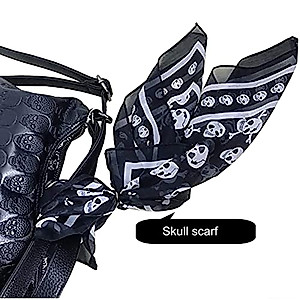 Downupdown Tote Bags for Women Skull Print Purse Leather Shoulder Bag Backpack Satchel Bag Punk Hobo Handbags Cool Ladies Totes-Black