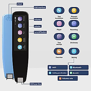 NEWYES Upgraded Scan Reader Pen, 16GB Dictionary Mobile Scanner Translator Scanning Pen, 112 Language OCR Digital Reader Pen Voice Translator Device, Text&Phonetic Multilingual Translation (Pen 3Pro)
