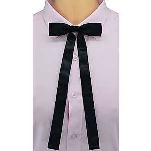 SYAYA Adjustable Long Silk Bow Tie, Pre Tied Necktie For ladies T-shirt Decoration/Christmas/Cosplay/Party/ B11(black)