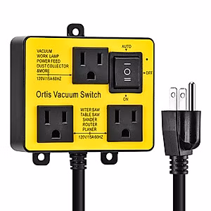 Automatic Vacuum Switch, Ortis Vacuum Switch for More Power Tools, Delay Vacuum On/Off to Prevent Circuit Overload and Tripping, Keep Your Workplace Cleaner, Better for Your Lung