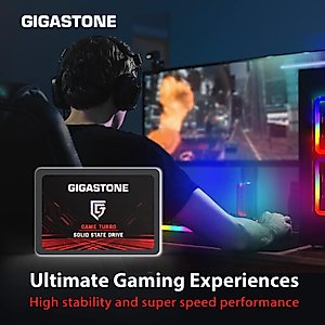 Gigastone SATA SSD 512GB (2-Pack) 2.5 inch SSD 550MB/s Upgrade Laptop PC Memory and Storage PS4 HDD Replacement 2.5" Internal Solid State Hard Drives SATA III SLC Cache 3D NAND Game Turbo Performance