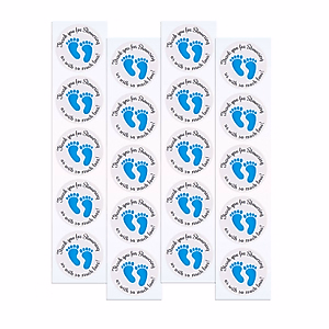 LOMENTICS Baby Shower Stickers | 50 Pack | Baby Boy Blue 1.5" Inch Round - Thank You for Showering Us with So Much Love - Perfect for Shower Favors, Thank You Cards, Announcements