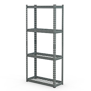 Tangkula 4-Tier Garage Storage Shelves, Heavy Duty Metal Storage Shelving Unit, Adjustable Utility Storage Rack Organizer for Warehouse Kitchen Pantry Basement, 27.5" L x 12" W x 60" H (1, Gray)