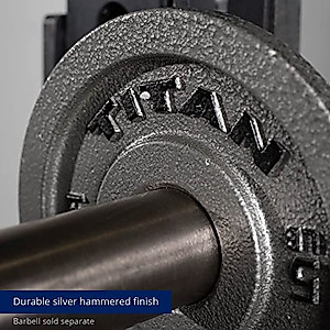 Titan Fitness 5 LB Cast Iron Olympic Plates, Sold in Pairs, Classic Weight Plate Design, Silver Hammer Finish