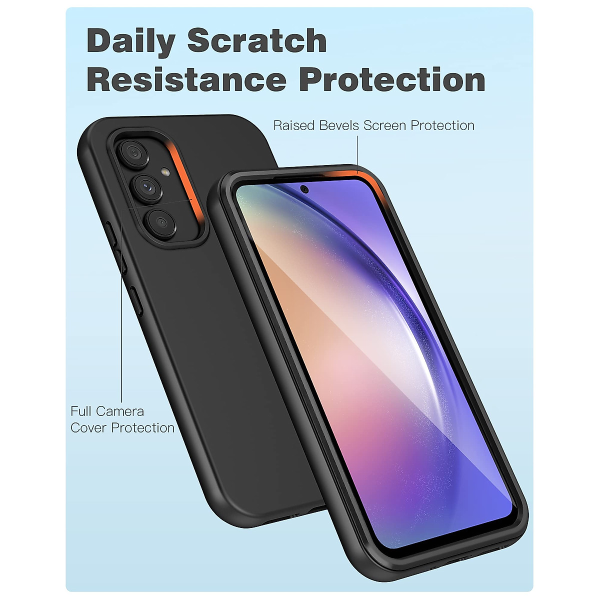 FNTCASE for Samsung Galaxy A54 5g Case: Shockproof Protective Silicone Phone Cases - Slim Full Protection Cell Phones Cover with Screen Protector - Dual Layer Rugged Cell Covers Black