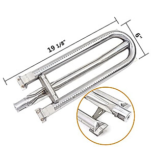 Derurizy 19 1/8" x 6" Gas Grill Burner Stainless Steel Replacement Parts for Brinkmann Charmglow 810-8905-S 810-8907-S and DCS 27DBQR, DCS 30 BGB30-BQR Gas Grill Models, BBQ Pipe Tube Accessories, 3 Pack