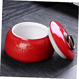 Cabilock 2pcs Sealed jar ceramic teapot tea containers dry food canister sealed nuts container porcelain candy canister Red Tea Canister Sealing Canister Tea Leaf Storage small