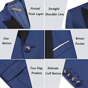 COOFANDY Mens Suits 3 Piece Casual Suit Jacket Regular Fit Tuxedo Set for Wedding Dinner Prom Navy Blue
