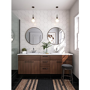 Bathroom Vessel Sink, DeerValley, 20”x17” Oval Ceramic Drop-in Sink for Bathroom White Vessel Sink Modern Art Basin Bathroom Sink with Overflow and Three Faucet Holes at 1.25”, DV-1DS0120