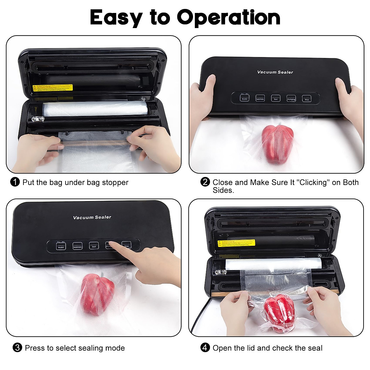 Automatic Vacuum Sealer for Food, 5-in-1 Food Saver Vacuum Sealer Machine with Vacuum Seal Bags and Roll & 1 Air Suction Hose, Food Vacuum Sealing Machine