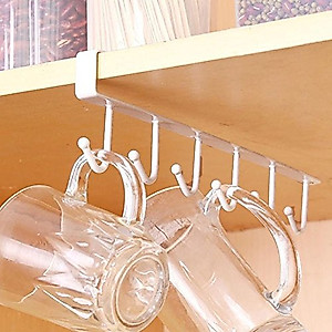 Gilroy Kitchen Bedroom Bathroom Wall Mount Hooks Rack, Rail Wall Hook Rack for Hanging Clothes Coat Hat Towels Mug White