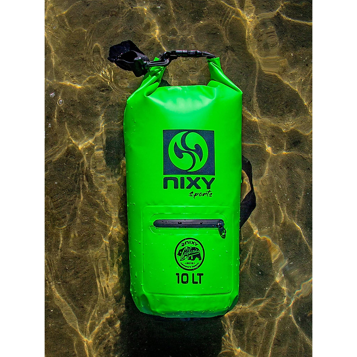 NIXY Waterproof Dry Bag 10L Roll Top - Lightweight and Durable for Paddleboarding, Kayaking, Hiking, Camping, Boating, Beach, Swimming, Sailing, and More - Green, 10L