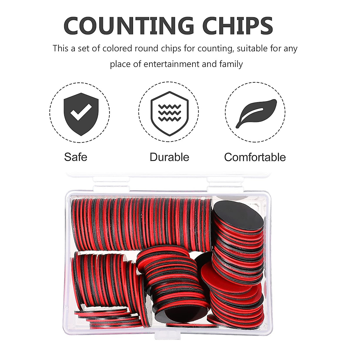 Kisangel 100Pcs Plastic Learning Counters Disks Bingo Chip Counting Discs Markers Math Counters Chips with Storage Box for Math Practice Poker Chips Game Tokens Red Black